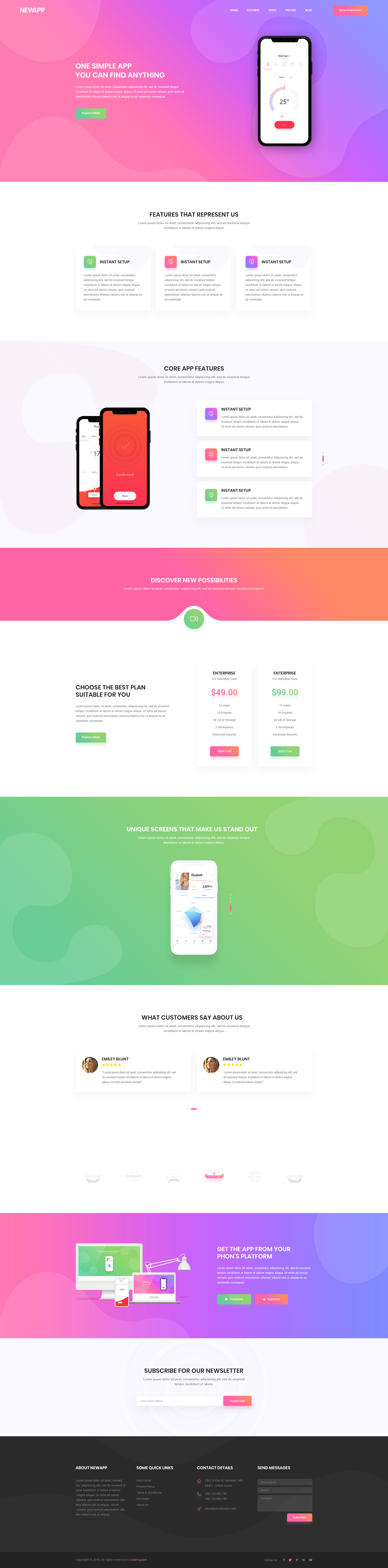 NewApp - Creative App Landing PSD Template by webBeans | ThemeForest
